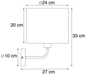 Klasická nástěnná lampa zlatá s látkovým stínítkem bílým - Cas