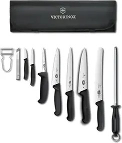 VICTORINOX Startovací sada nožů s pouzdrem černá / 10 ks / Swiss Class