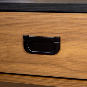 HOMCOM Pracovní stůl v industriálním designu s velkým stolem a zásuvkou na polici v dřevotřískové desce 110 x 50 x 76 cm v ořechové a černé barvě