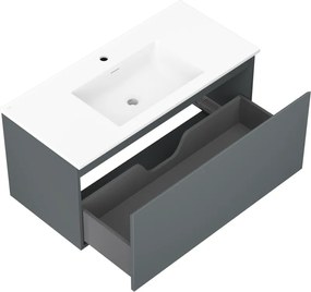 Mexen Orio, koupelnová skříňka 100 cm s umyvadlem Otis, 1 zásuvka, grafitová matná/bílá matná, 91A10-10047-1-BF66-W18M01