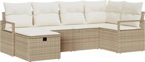 Set pohovek 6 ks 6-Počet míst Béžová a krémová polyratan 3359180