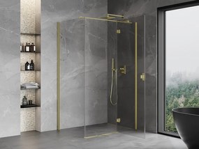 Mexen Mist HT, sprchový kout s výklopnými dveřmi pravý 100 x 90 cm, čiré sklo, zlatá matná, 8A5T-100-090-55-00-P