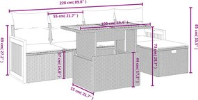 6dílná zahradní sedací souprava s poduškami černá polyratan 3276241