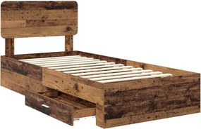 Rám postele s čelo Staré dřevo 90 x 200 cm Kompozitní dřevo 3412425