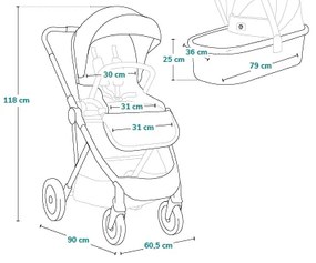 Lionelo - Kombinovaný kočárek 2v1 AMBER PLUS Grey Graphite