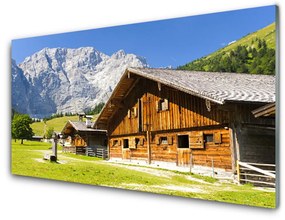 akrylový obraz Dům Hora Krajina 140x70 cm