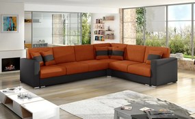 Rohová sedací souprava NERO 308x230 univerzální oranžová / černá