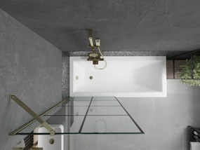 Mexen Next, vanová zástěna 1-křídlová 80 x 150 cm, fixní křídlo, 6 mm čiré sklo s černým vzorem, zlatý profil, 895-080-000-00-77-50