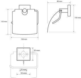 Sapho Sapho, X-SQUARE držák toaletního papíru s krytem, chrom, XQ700