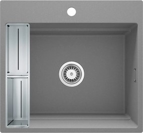 Deante Magnetic, 1-komorový granitový dřez 560x520x220mm, šedá metalíza, DEA-ZRM_S10A