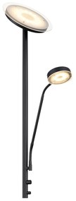 LED stojací lampa Ernst s pružným ramenem, černá