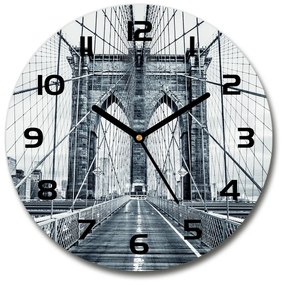 Wallmuralia Skleněné hodiny kulaté Brooklynský most fi 30 cm