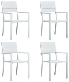 47884 vidaXL Zahradní židle 4 ks bílé HDPE dřevěný vzhled
