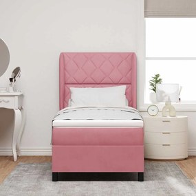 Postel s boxspringem s čelo Růžová 200 x 90 cm samet 3340969