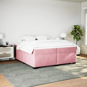 Box spring postel s matrací růžová 200x200 cm samet 3285310