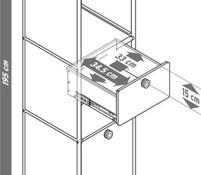 Tchibo - Kovový regál »Cn3« se 2 výklopnými dvířky a 2 zásuvkami, bílá