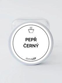 Samolepka na kořenky PEPŘ ČERNÝ bílá 5 cm tučné písmo