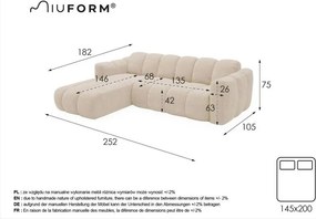 Šedá žinylková rozkládací rohová pohovka (levý roh) Michell – Miuform