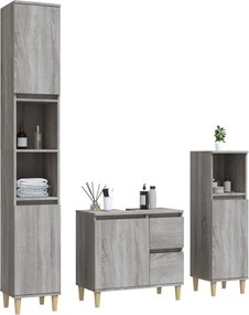 3dílný set koupelnových skříněk šedý sonoma kompozitní dřevo 3185541