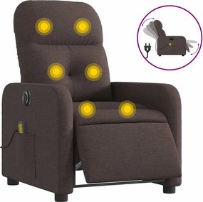 Elektrické masážní polohovací křeslo tmavě hnědé textil 3206791