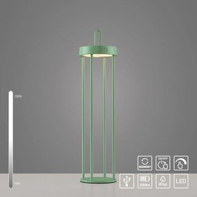 LD 19301-43 ANSELM LED stolní lampa na baterie zelená 50cm dotykový stmívač IP44 zahradní svítidlo 2700K - JUST LIGHT