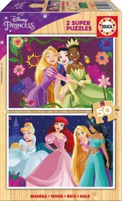 Educa dřevěné puzzle disney princezny 2 × 50 dílků