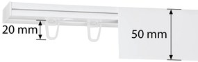 Dekodum Stropní kolejnice z PVC dvouřadá bílá s krytem Délka: 320 cm, Typ přichycení: žabky