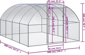 Venkovní klec pro kuřata 3 x 4 x 2 m pozinkovaná ocel 3095464
