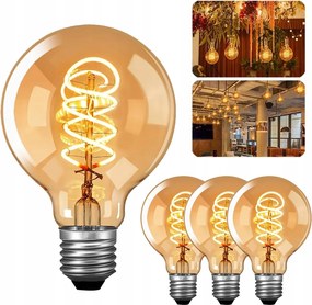 Led žárovka E27 Filament 4W Edison Ozdobná G80 dekorativní velký závit 3ks