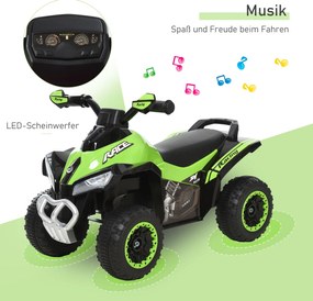 HOMCOM Dětské auto na klouzání, šlapací auto s nožičkami, dětské auto na klouzání, dětské vozidlo pro 18-36 měsíců, světlo, hudba, zelené, 67,5 x 38 …