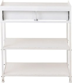 Bílý antik kovový konzolový stůl se šuplíky Valio White - 75*38*84cm