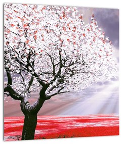 Červený obraz stromu (30x30 cm)