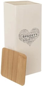 German Dóza Srdce na skladování špaget / výška 28,5 cm / plech / dřevěné víčko