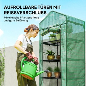 Mini skleník na květiny nebo zeleninu, ocel, plast, 69L x 49W x 193H cm, zelený
