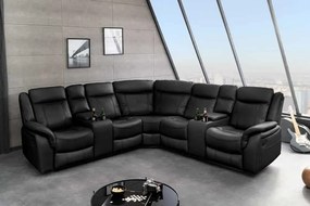 Designová rohová sedačka Movie 270 cm černá ekokůže