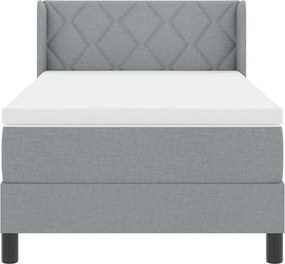 Postel s boxspringem s čelo Světle šedá 200 x 90 cm textil 3341146