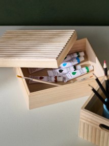 Sinsay - Dřevěná úložná krabice s víkem - krémová