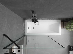Mexen Next, vanová zástěna 1-křídlová 70 x 150 cm, fixní křídlo, 6 mm čiré sklo s černým vzorem, černý profil, 895-070-000-00-70-70