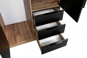 Casarredo - Komfort nábytek Šatní skříň BASILIO LUX 100 dub wotan/černá/zrcadlo