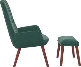 Relaxační křeslo s podnožkou tmavě zelené samet 3315140