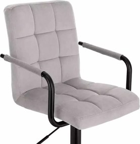 LuxuryForm DESIGN Barová židle VERONA BLACK VELUR na černé kulaté podstavě - světle šedá