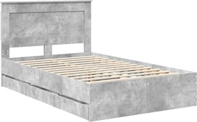 Rám postele s čelo Betonově šedá 135 x 190 cm Inženýrské dřevo 3410184