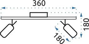 Toolight - Stropní/nástěnné svítidlo typu reflektor 2-bodové 2xGU10 392197, chromová, OSW-08482