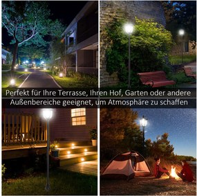 Zahradní solární světlo Outsunny LED zahradní lucerna 30/60 lumenů, černý plast, Ø26,5 x H177 cm, ideální pro zahradu a terasu | Aosom.de