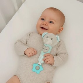 Dětská pískací plyšová hračka s kousátkem Baby Mix medvěd mátový