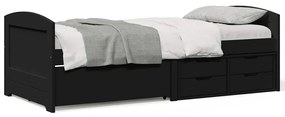 Válenda se 5 zásuvkami bez matrace černé IRUN 90x200 cm 3314682