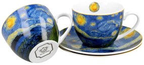 Sada šálků s podšálkem espresso Van Gogh STARRY NIGHT 2 ks 90 ml modrá