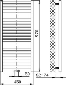 Aqualine Aqualine, TONDI topné těleso 450x970 mm, středové připojení, černá matná, DT456T