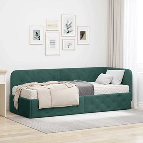 Rohový rám postele Tmavě zelená 80 x 200 cm samet 3394064