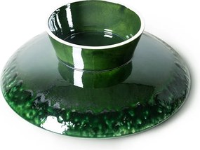 Zelená keramická mísa na noze The Emeralds - Ø 30*10cm
